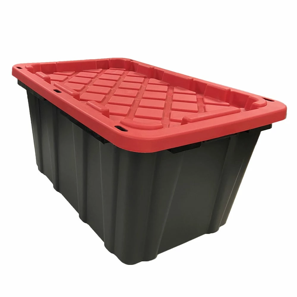 Edge Plastics Red Lid Heavy-Duty Storage Tote, 27 Gallon - 2027-12148 ...